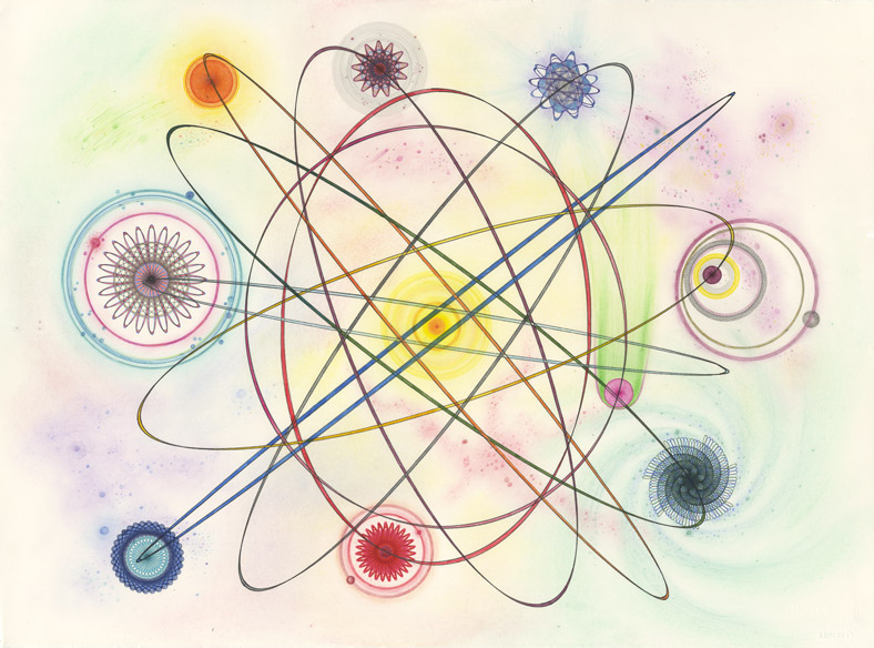 “Rainbow Planetary System” mixed media drawing – MARY WAGNER ART BLOG